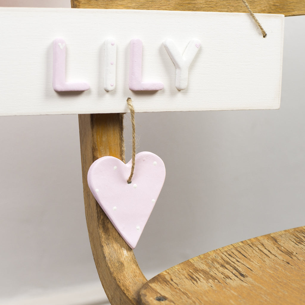 Personalised Polka Dot Heart Name Sign – The Little Sign Company